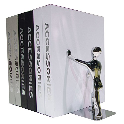 Winterworm Fashion Creative Stainless Steel Decorative Small Humanoid Bookend Pair Kung Fu Kungfu Man Book Organizer Metal Bookends Book end Book File Home Office Library Decoration Birthday Gift