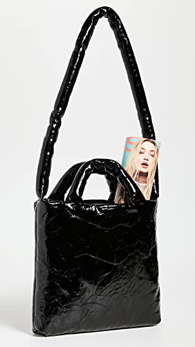 KASSL Women's Bag Pillow Small Leather Lacquer, Black, One Size