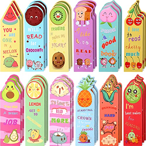 Bookmarks Scratch and Sniff Bookmarks Fruit Theme Scented Fun Bookmarks Assorted Cute Bookmarks for Students, Teens, Food Lovers, 36 Pieces 12 Styles