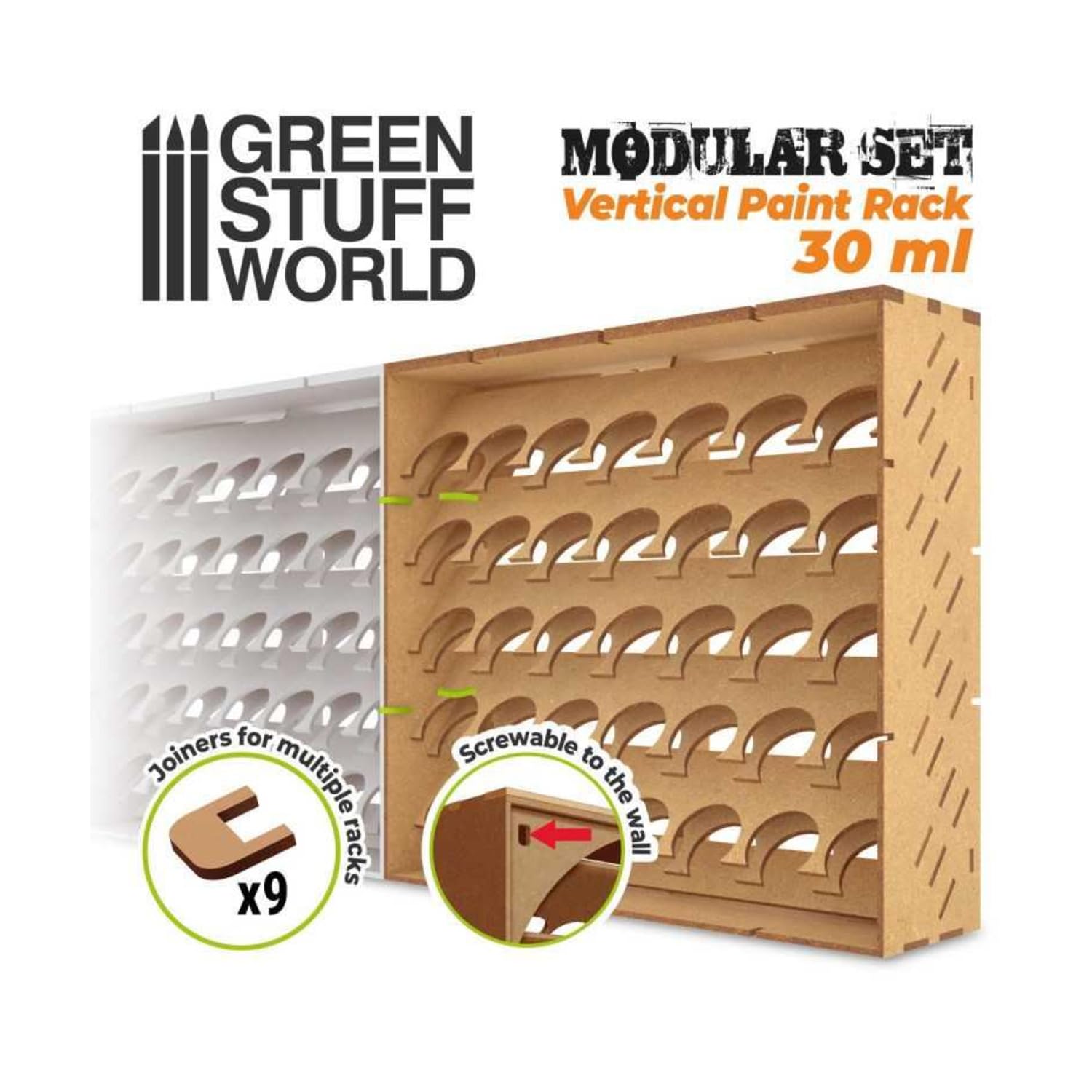 Green Stuff World for Models and Miniatures Vertical Paint Rack for 30ml Bottles 11242