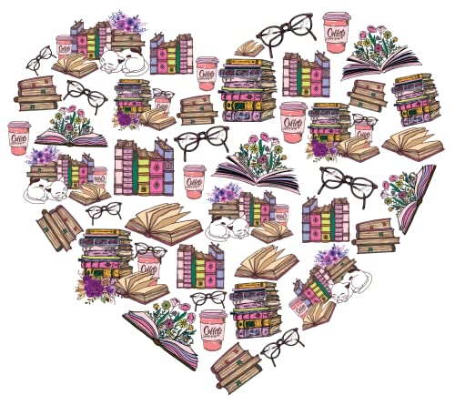 Heart Book 5 Inch Waterproof Decal Sticker Wall Window I Love Books Bookworm Read Reader Reading Music Teacher Classroom Coffee Coffeeshop Book Store Library Inspirational Bookmark Scrapbook Planner Paper Journal School CS1481-2PK