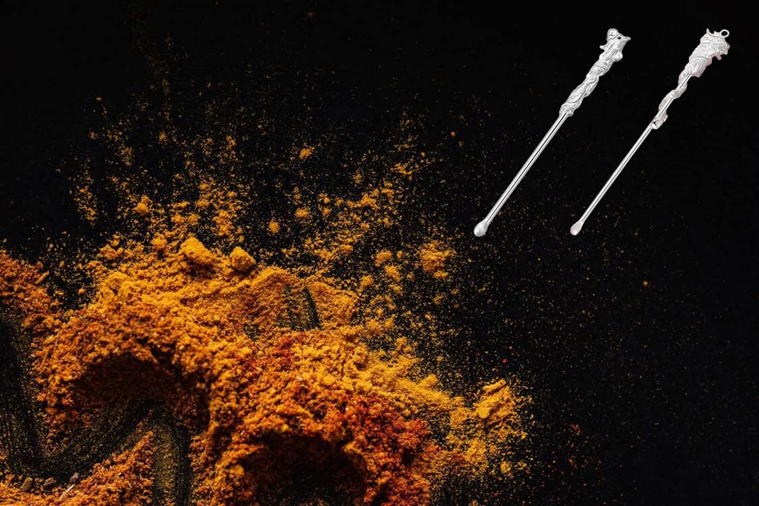 JKJF 6 Pcs Mini Snuff Spoon Tiny Powder Spoon Scoops Mini Retro Spoon Shovel Mini Spoon Keychain Pendant Charms Necklace Loop for Spices Sand Salts - Dragon Phoenix