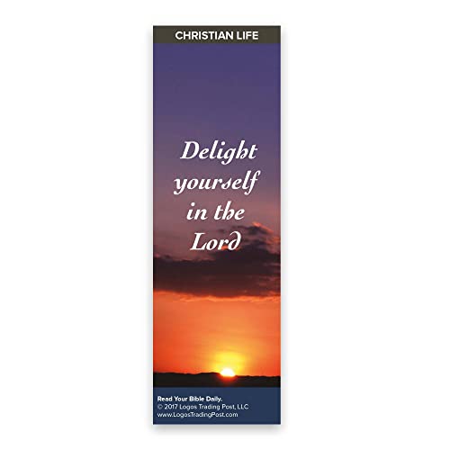 Christian Bookmark with Bible Verse, Pack of 25, Christian Life Themed, Delight Yourself in the Lord, Psalm 37:4-5