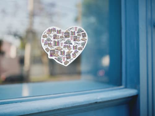 Heart Book 5 Inch Waterproof Decal Sticker Wall Window I Love Books Bookworm Read Reader Reading Music Teacher Classroom Coffee Coffeeshop Book Store Library Inspirational Bookmark Scrapbook Planner Paper Journal School CS1481-2PK