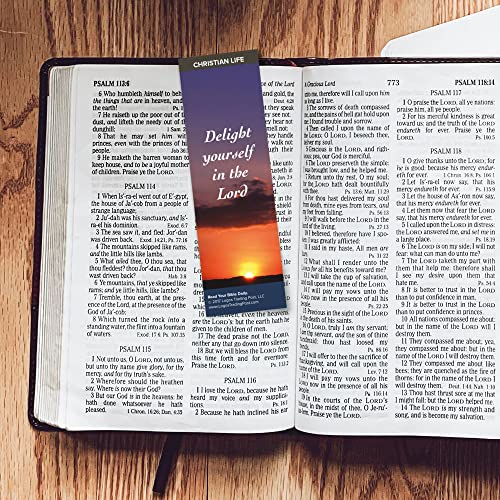 Christian Bookmark with Bible Verse, Pack of 25, Christian Life Themed, Delight Yourself in the Lord, Psalm 37:4-5