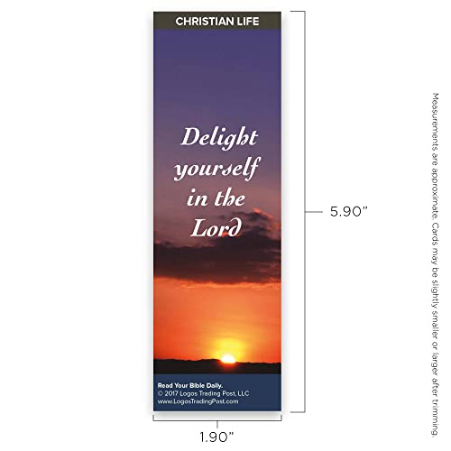 Christian Bookmark with Bible Verse, Pack of 25, Christian Life Themed, Delight Yourself in the Lord, Psalm 37:4-5