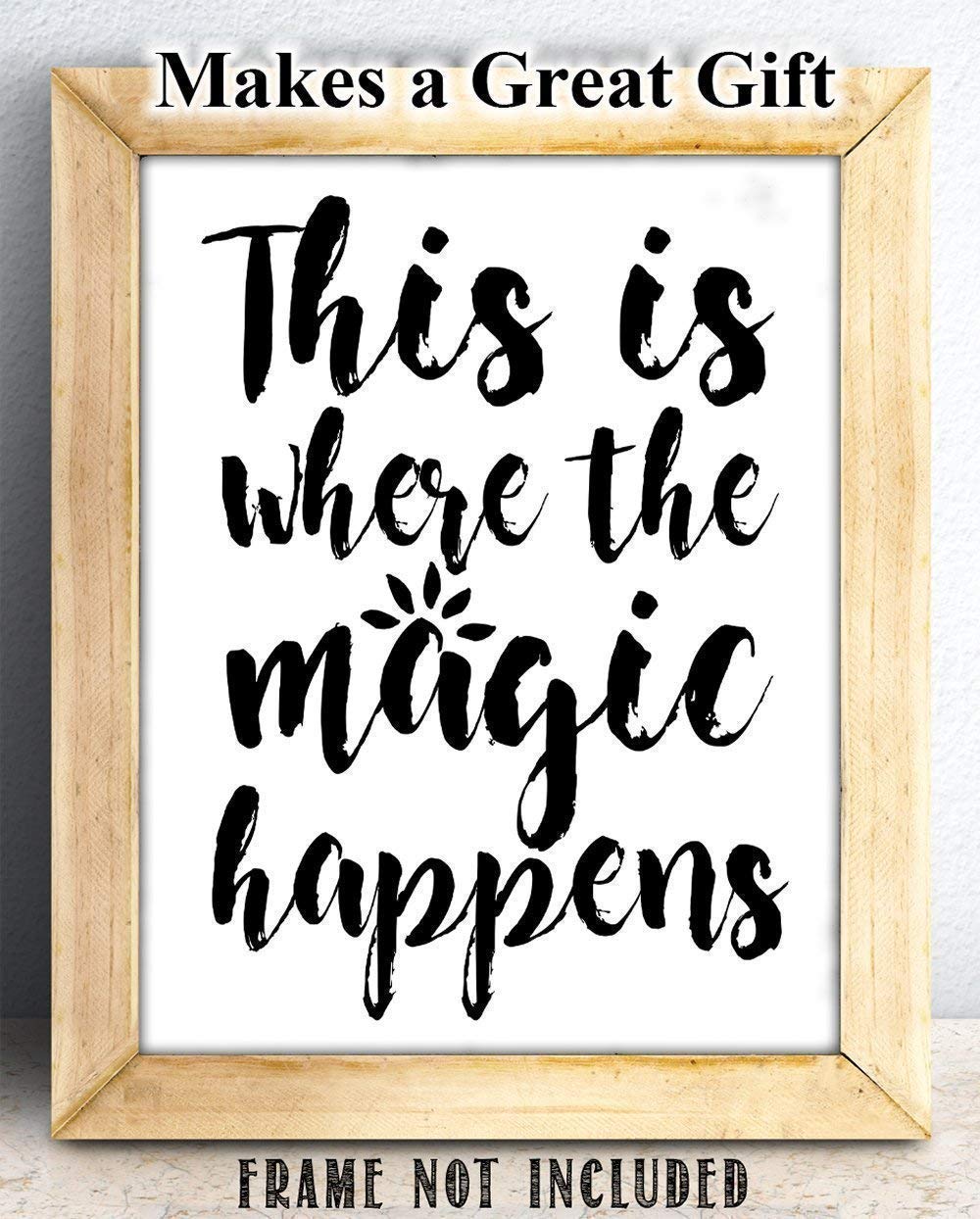 This is Where The Magic Happens - 11x14 Unframed Typography Art Print Poster - Great Bedroom Decor Under $15