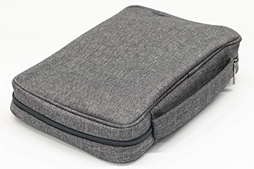 Light Gray Zipper Pocket Heavy Reinforced Fabric Large Bible Cover Case, X-Large