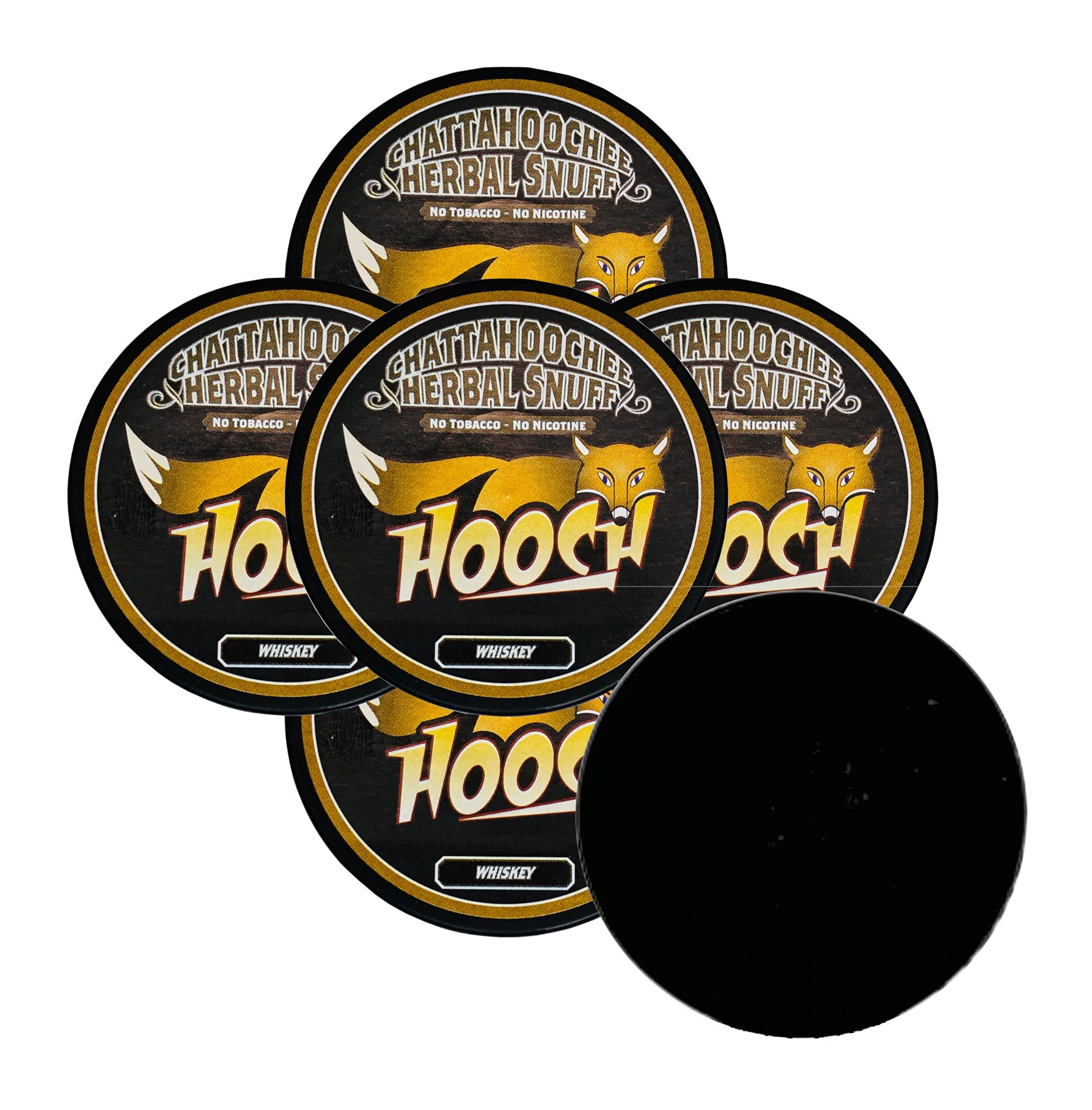 Hooch Snuff - Non-Tobacco Nicotine Free Chew - Whiskey - 5 Cans (fine cut) - Includes Free DC Skin Can Cover