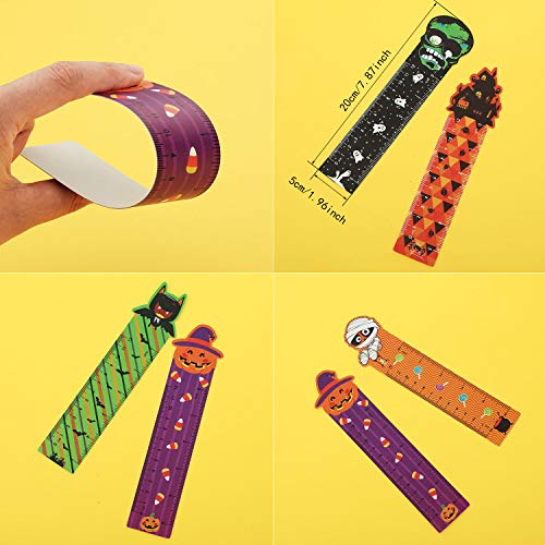 45 Pieces Halloween Bookmark Rulers, Ruler Markers with Halloween Themed Prints for Classroom Rewards and Trick or Treat Prizes Halloween Party Decorations (5 Designs)
