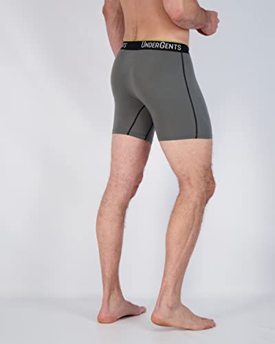 UnderGents Men's 6” Leg Boxer Brief Underwear with Horizontal Fly & Ultra-Soft Comfort (BattleGrey size: XL)