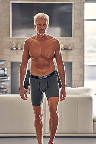 UnderGents Men's 6” Leg Boxer Brief Underwear with Horizontal Fly & Ultra-Soft Comfort (BattleGrey size: XL)