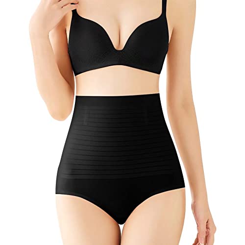 Tesuwel High Waisted Shapewear for Women Tummy Control Slimming Body Shaper Womens Shaping Panties Waist Slimmer 1009 Black L