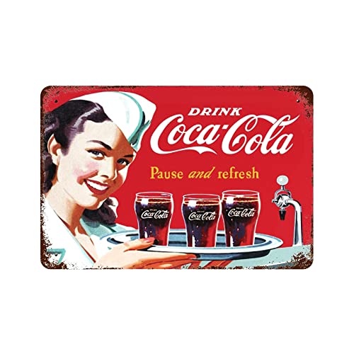 ZOMOY Coca-Cola Waitress Metal Tin Sign Vintage Metal Sign Retro Tin Sign Wall Art Poster Wall Signs For Bars Cafes Pubs Men Caves