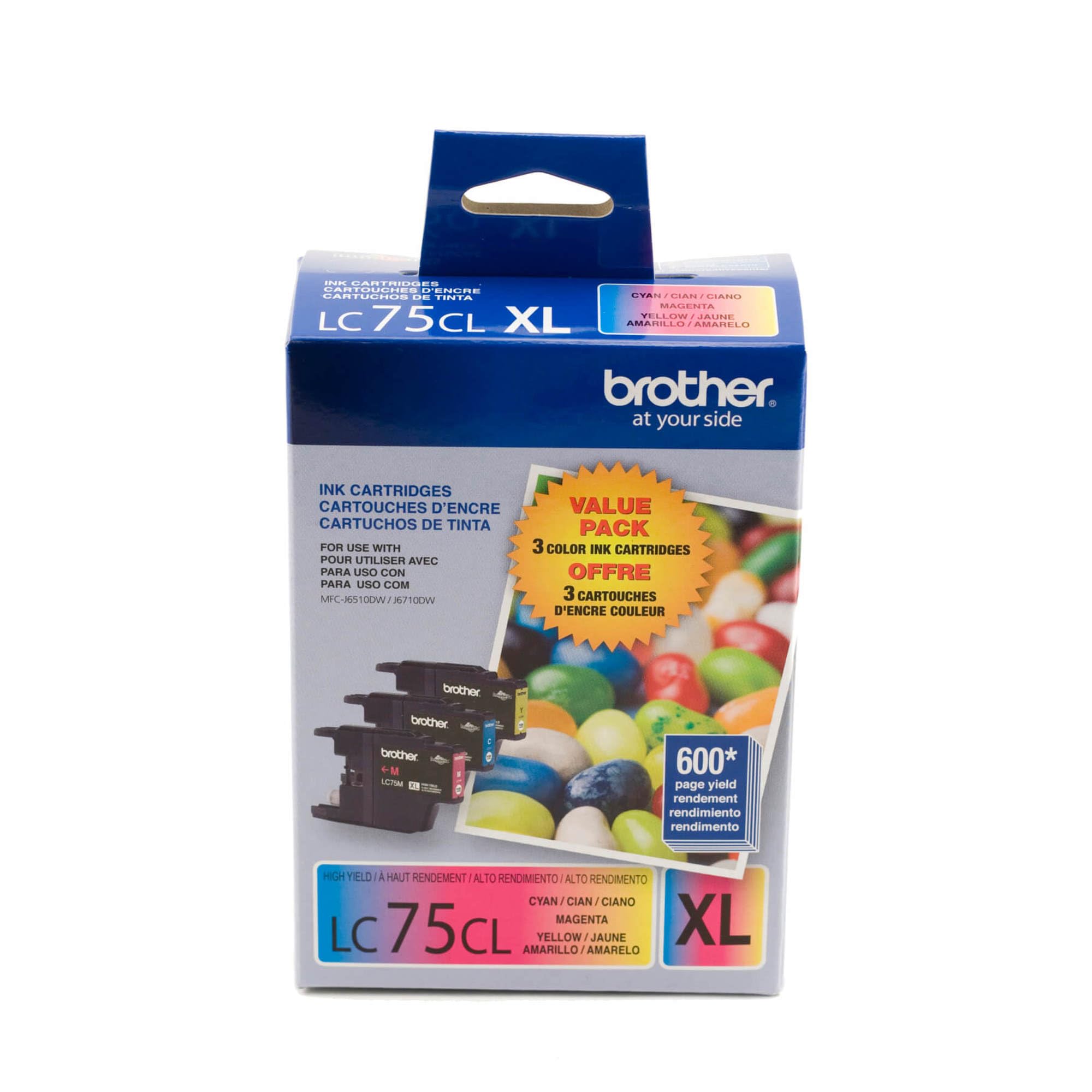 Brother Genuine High Yield Color Ink Cartridge, LC753PKS, Replacement 3 Pack Color Ink, Includes 1 Cartridge Each of Cyan, Magenta & Yellow, Page Yield Up To 600 Pages/Cartridge, LC753PKS