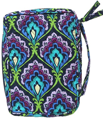 DIWI Quilted Bible Cover Large Sizes 10 X 7 X 2.75 Inches Good Book Case (L, C1 Blue Peacock)