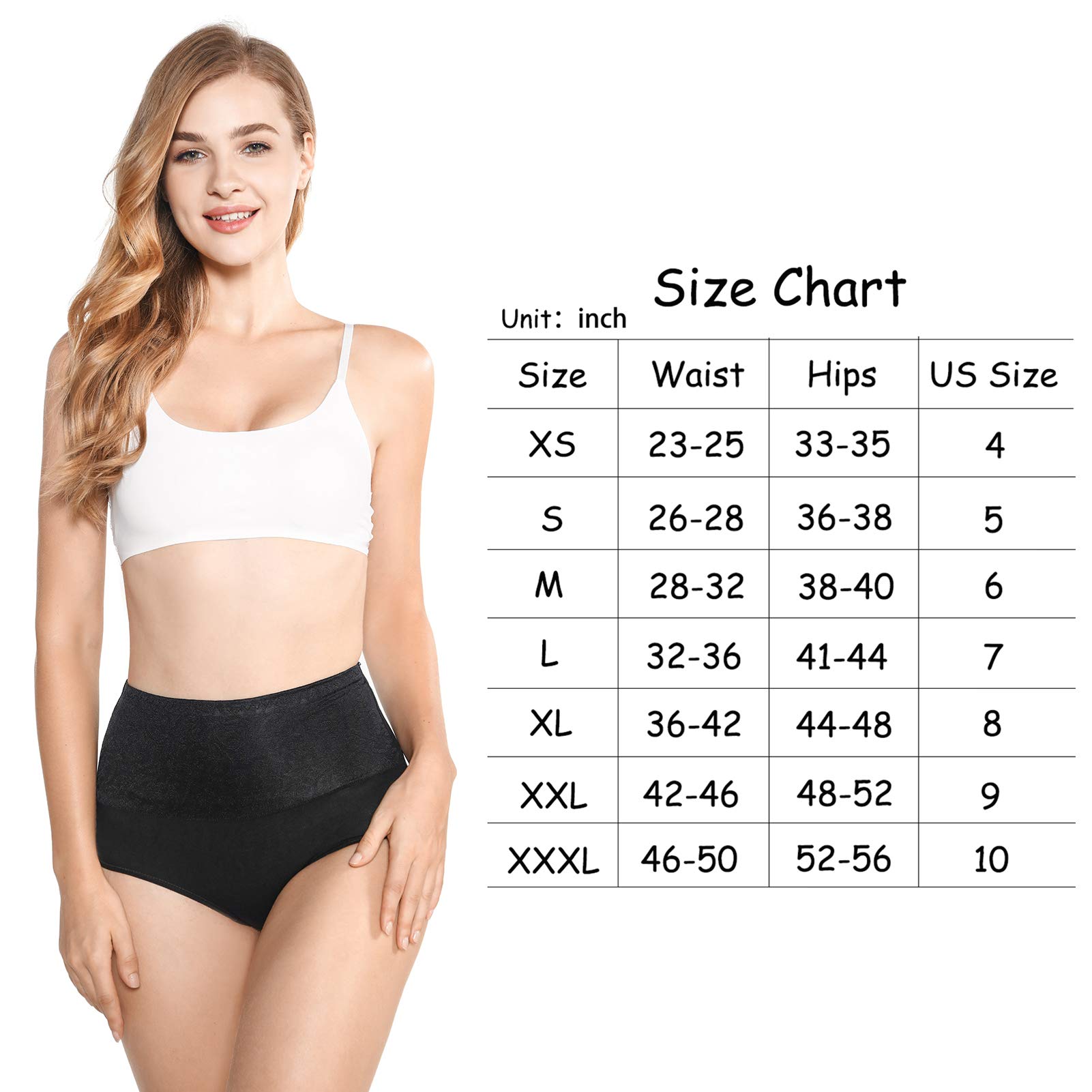 3-Pack High Waist Tummy Control Panties for Women, Cotton Underwear No Muffin Top Shapewear Brief Panties (3-Pack, Medium)