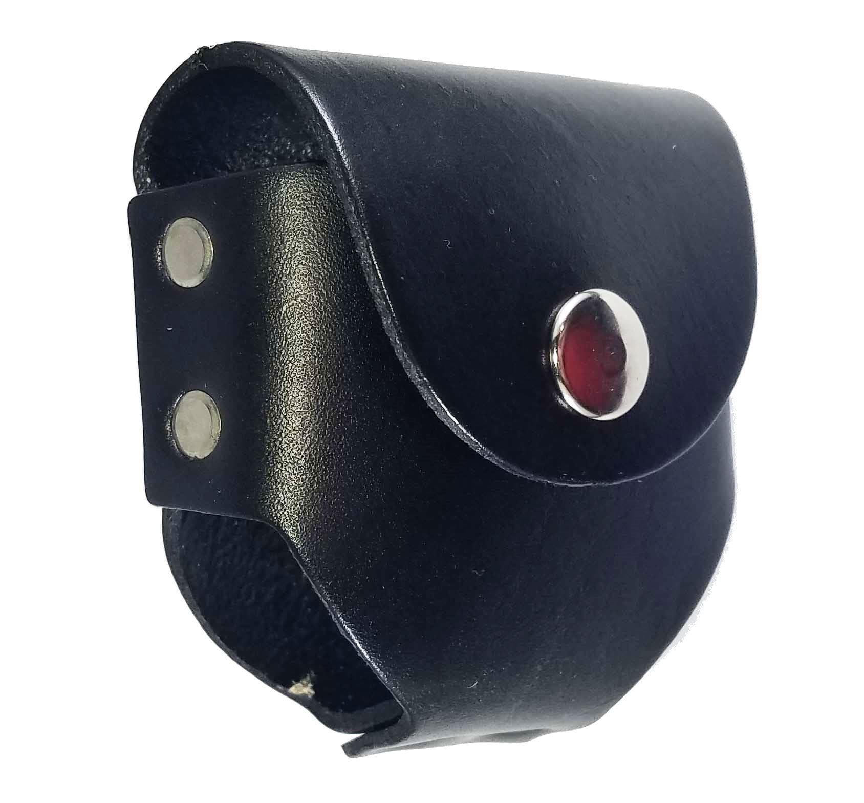 Proud to be American Concho Mounted on Genuine Black Leather Snuff Can Holder with Snap Closure