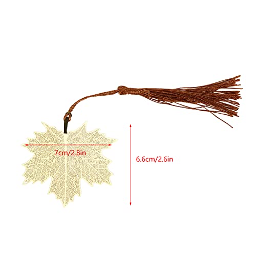 KUMGROT 4pcs Pretty Metal Bookmarks with Tassel Gold Unique Bookmarks for Book Lovers Women Readers, Children, Writers, Teens Maple Leaf