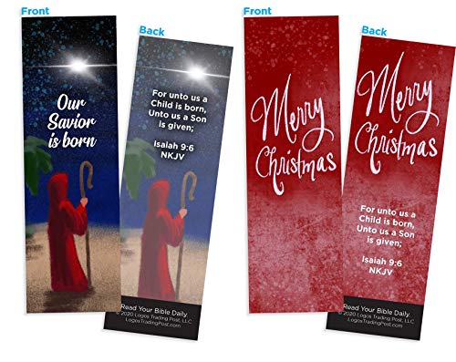 Religious Christmas Bookmarks, Christian Holiday Bookmark Greeting Cards Assortment Set, 6 Designs, 42 Total Cards, Scripture Card Bookmark Variety Pack