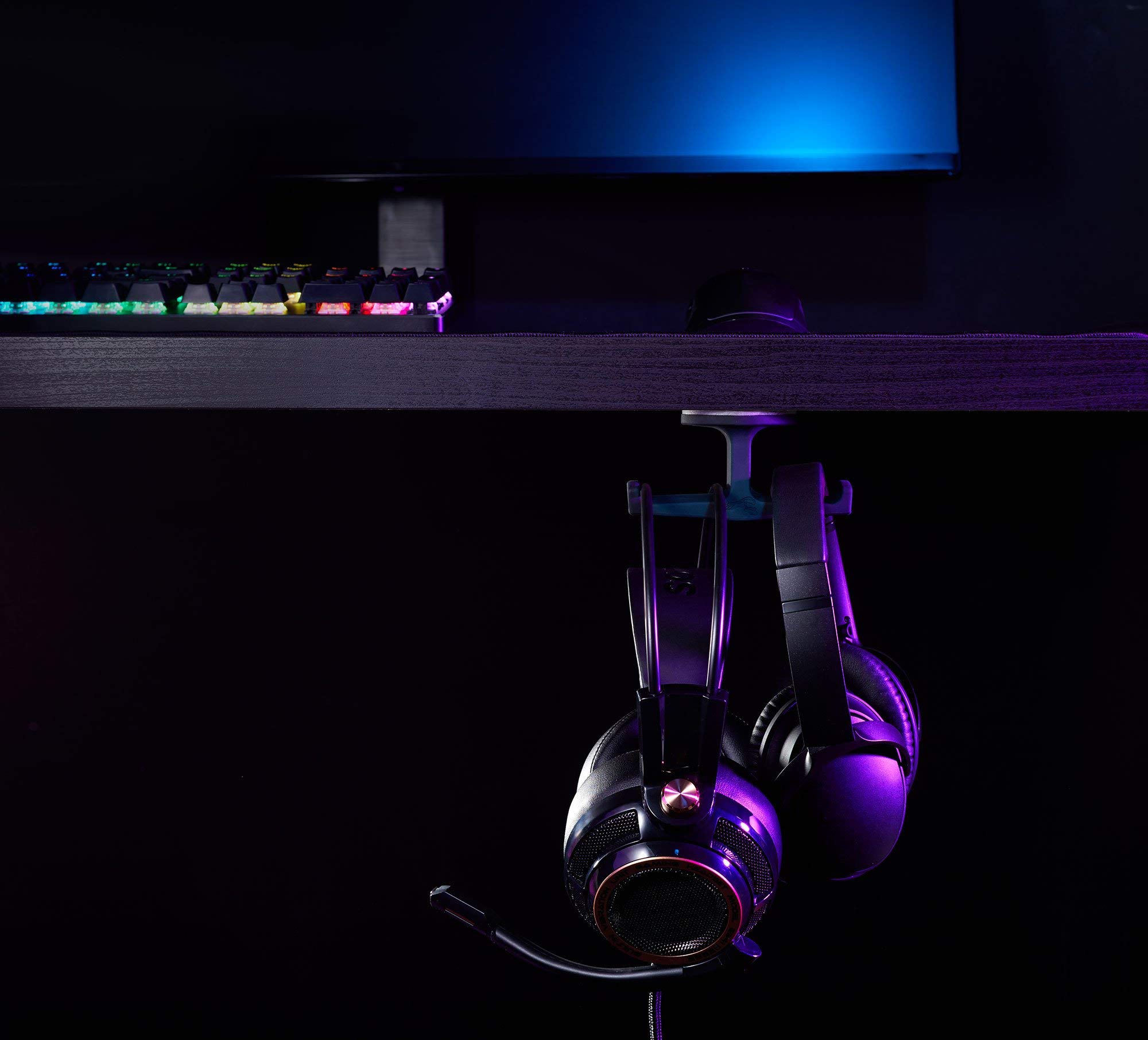 Glorious Trident – Under Desk Gaming Headset/Headphone Stand Mount Holder (VR Headset Compatible)