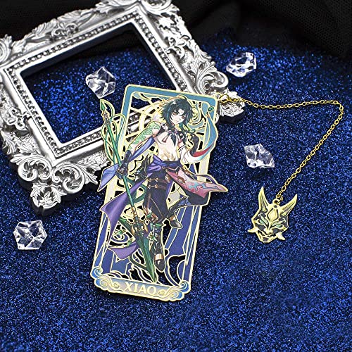 Genshin Impact Bookmark Venti / Tartaglia / Xiao Cartoon Figures Printed Bookmarks Mini Cards (Xiao)