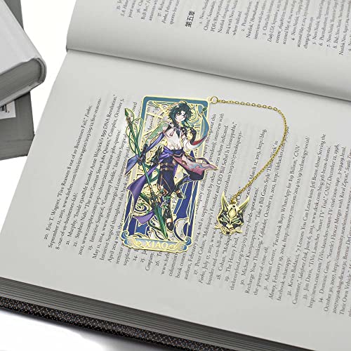 Genshin Impact Bookmark Venti / Tartaglia / Xiao Cartoon Figures Printed Bookmarks Mini Cards (Xiao)
