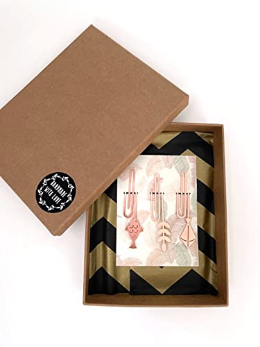 Elegant Hand Etched Metal Bookmark | Set of 3 | Gift for Christmas, Birthday, Anniversary | Includes Gift Box Package | Gift for Women and Men | Color: Rose Gold
