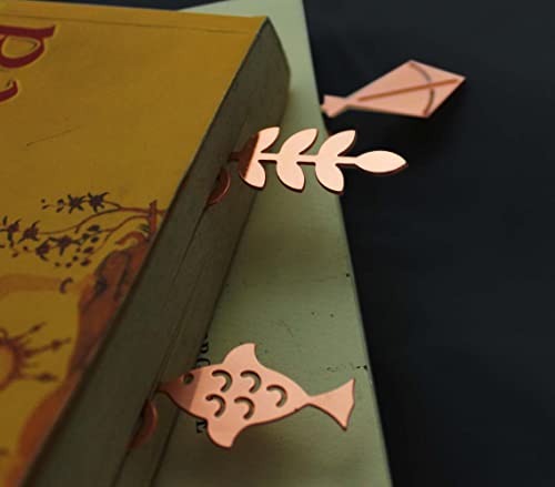 Elegant Hand Etched Metal Bookmark | Set of 3 | Gift for Christmas, Birthday, Anniversary | Includes Gift Box Package | Gift for Women and Men | Color: Rose Gold