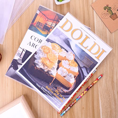 NUOBESTY 5Pcs Book Covers Sheet Protectors Plastic Clear with Adjustable Self- Adhesive Closure 16K Size for Books