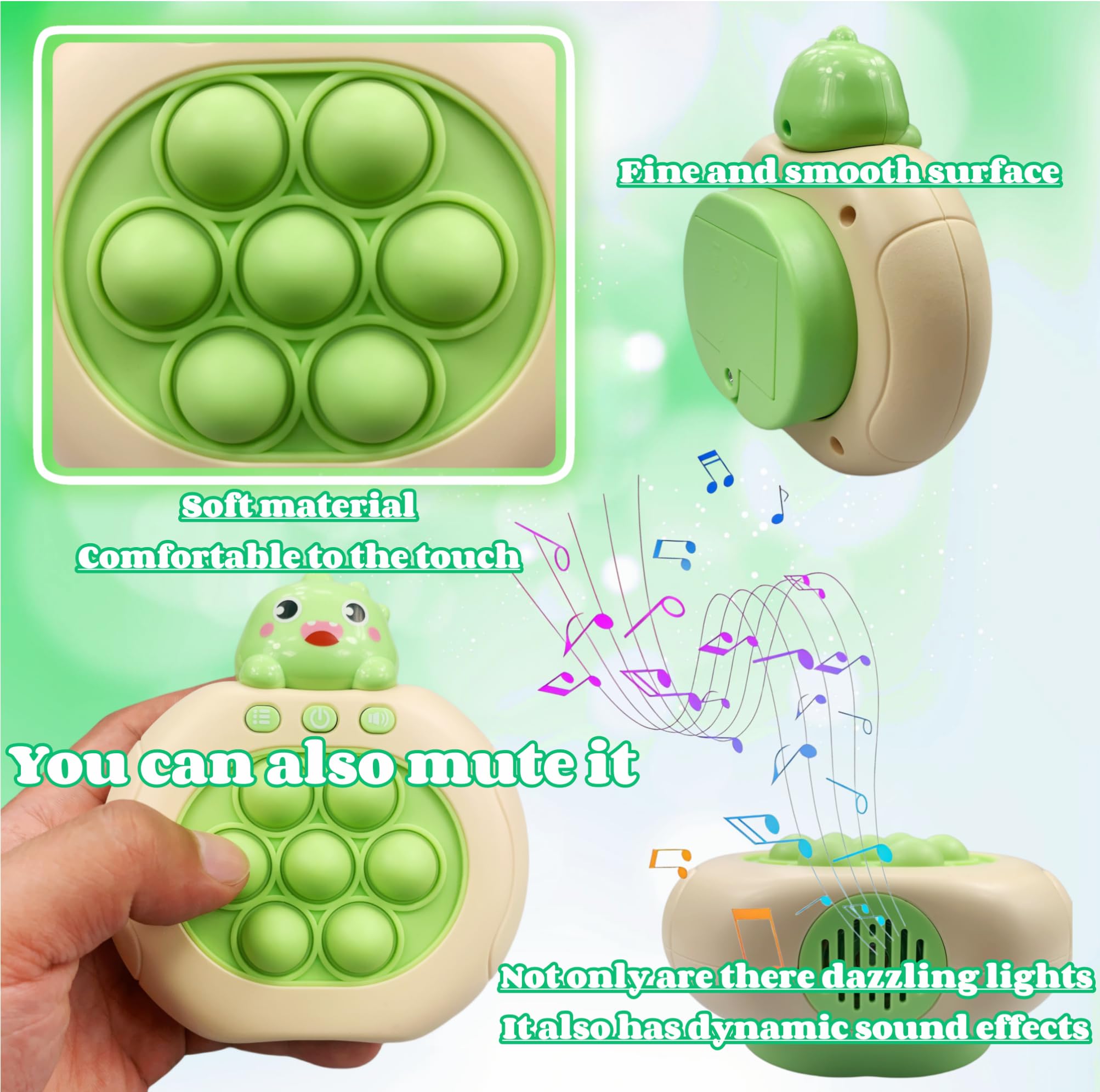2 Pc New Speed Push Handheld Game Machine-Fidget Console,Quick Push Light Up Pop Game for Adults and Kids,Music Whack A Mole Stress Relief Fidget Toys,Squeeze Poppet Sensory Push Pop Bubble Toy (2 Ct)