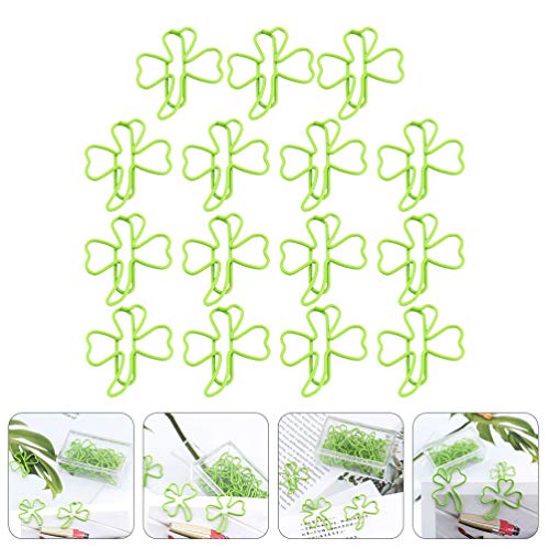 SOIMISS Test Paper Clips 45pcs Shamrock Clover Shaped Paper Clips Bookmark Clips for Office School Home Document Organizing Clover Shape Clips