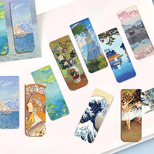 XINSHUN 4pcs/Set Magnetic Bookmarks Book Page Markers Clip Starry Sky Magnet Page Markers Set Assorted Bookmarkers Set World Famous Painting Magnetic Bookmark for Students Reading Book Lovers Ukiyo-e