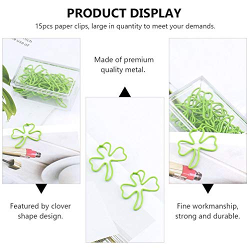 SOIMISS Test Paper Clips 45pcs Shamrock Clover Shaped Paper Clips Bookmark Clips for Office School Home Document Organizing Clover Shape Clips
