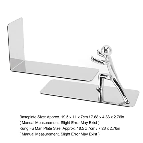 Agatige Metal Bookends, Book Stoppers Fung Fu Man Heavy Duty Stainless Steel Man Bookends Nonskid Bookends Art Bookend