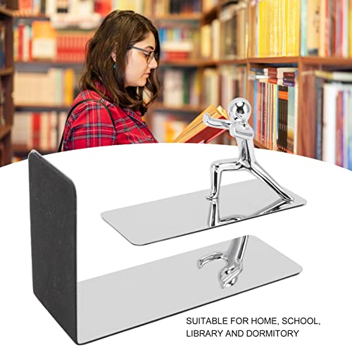 Agatige Metal Bookends, Book Stoppers Fung Fu Man Heavy Duty Stainless Steel Man Bookends Nonskid Bookends Art Bookend