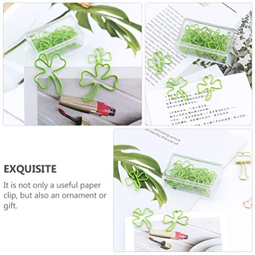 SOIMISS Test Paper Clips 45pcs Shamrock Clover Shaped Paper Clips Bookmark Clips for Office School Home Document Organizing Clover Shape Clips