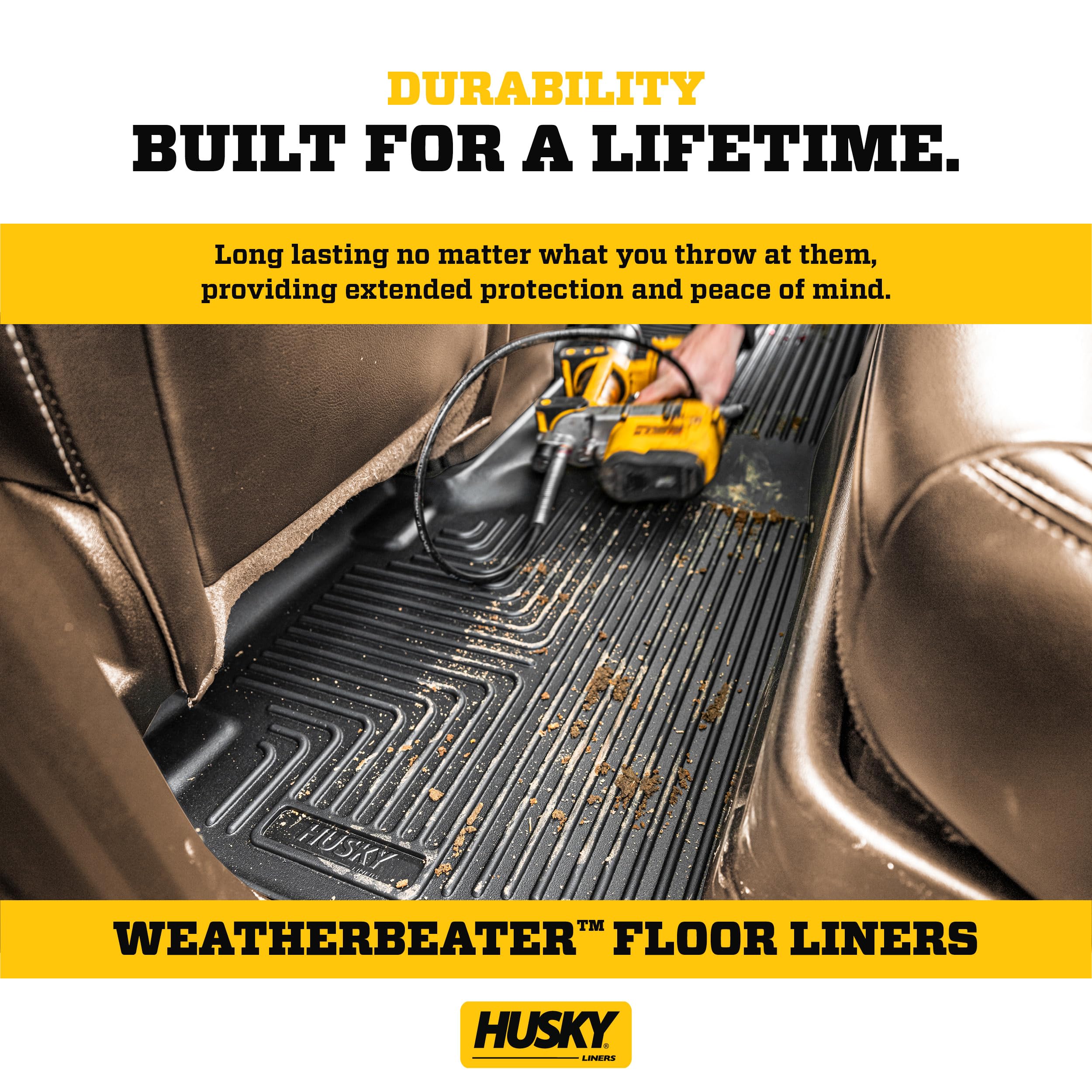 Husky Liners | Weatherbeater | Fits 2011 - 2020 Toyota Sienna | Second Row Liner, Black | 19841