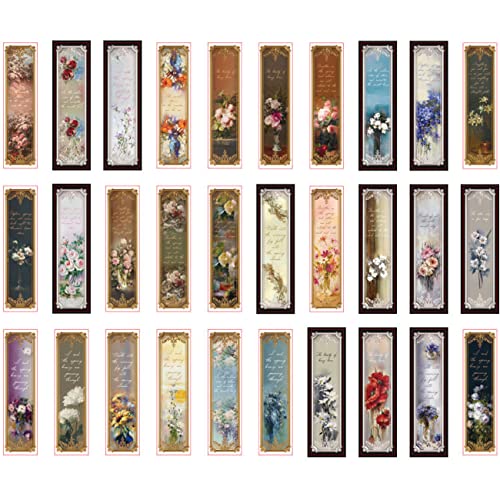 Retro Flower Letters Themed Collection Paper Bookmarks for Books Stationery Creative Book Page Marker Stationery Supplies 30Pieces