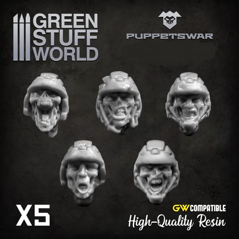 Green Stuff World for Models and Miniatures Zombie Troopers Heads S060