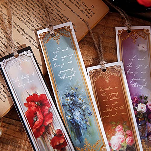 Retro Flower Letters Themed Collection Paper Bookmarks for Books Stationery Creative Book Page Marker Stationery Supplies 30Pieces