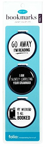 Just Clip it! Quote Bookmarks - (Set of 3 clip over the page markers) - I LIKE BIG Books, BIbliophile, GO AWAY, I'm reading.Funny Bookmark Set of all ages. Adults Men Women Teens & Kids