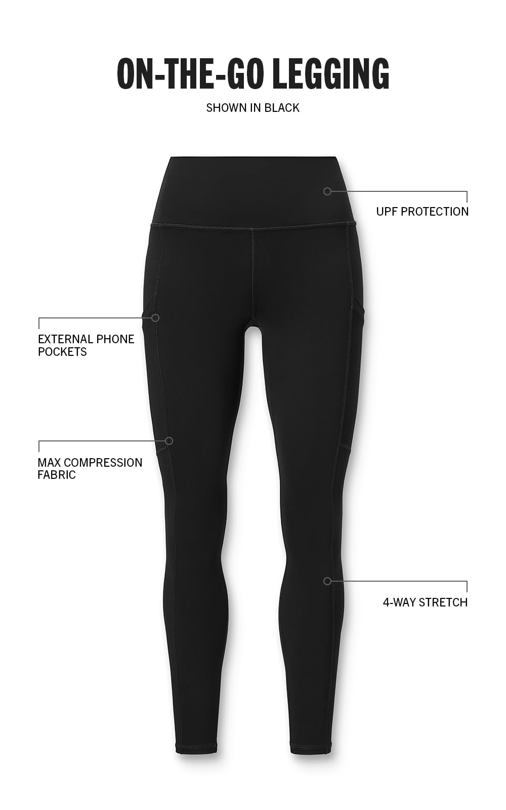 Fabletics Women's On-The-Go PowerHold® High-Waisted Legging, Maximum Compression, Flattering, M/Regular | 27, Black