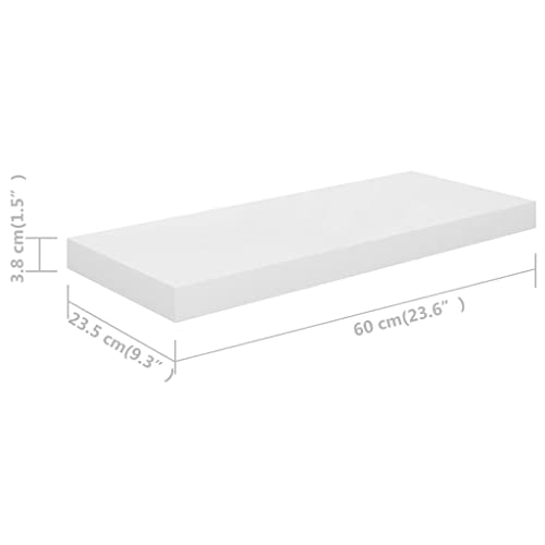 NusGear Floating Wall Shelf High Gloss White 23.6"x9.3"x1.5" MDF