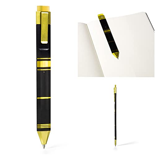 Pen Bookmark | Erasable Ballpoint Gel Pen and Bookmark 3-in-1 | Ink Novelty Pen with Eraser | Page Marker | Book Marker | Page Holder Clip | Stationery Gift Idea for Reader and Writer (Black & Gold))