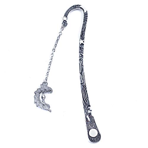 Meoliny Glowing Star Moon Bookmarks Vintage Luminous Long Chain Reading Marks Multi Purpose Gifts,Ancient Silver 11,5cm