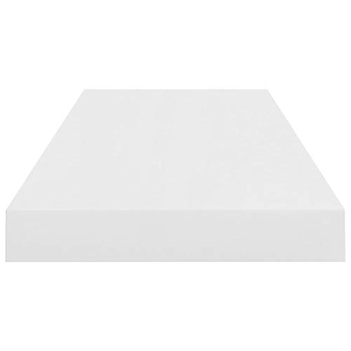 NusGear Floating Wall Shelf High Gloss White 23.6"x9.3"x1.5" MDF