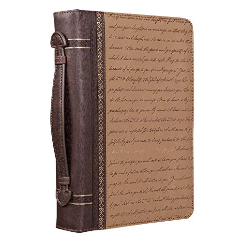 Christian Art Gifts Men's Classic Bible Cover for I Know The Plans Jeremiah 29:11, Brown Faux Leather, Large