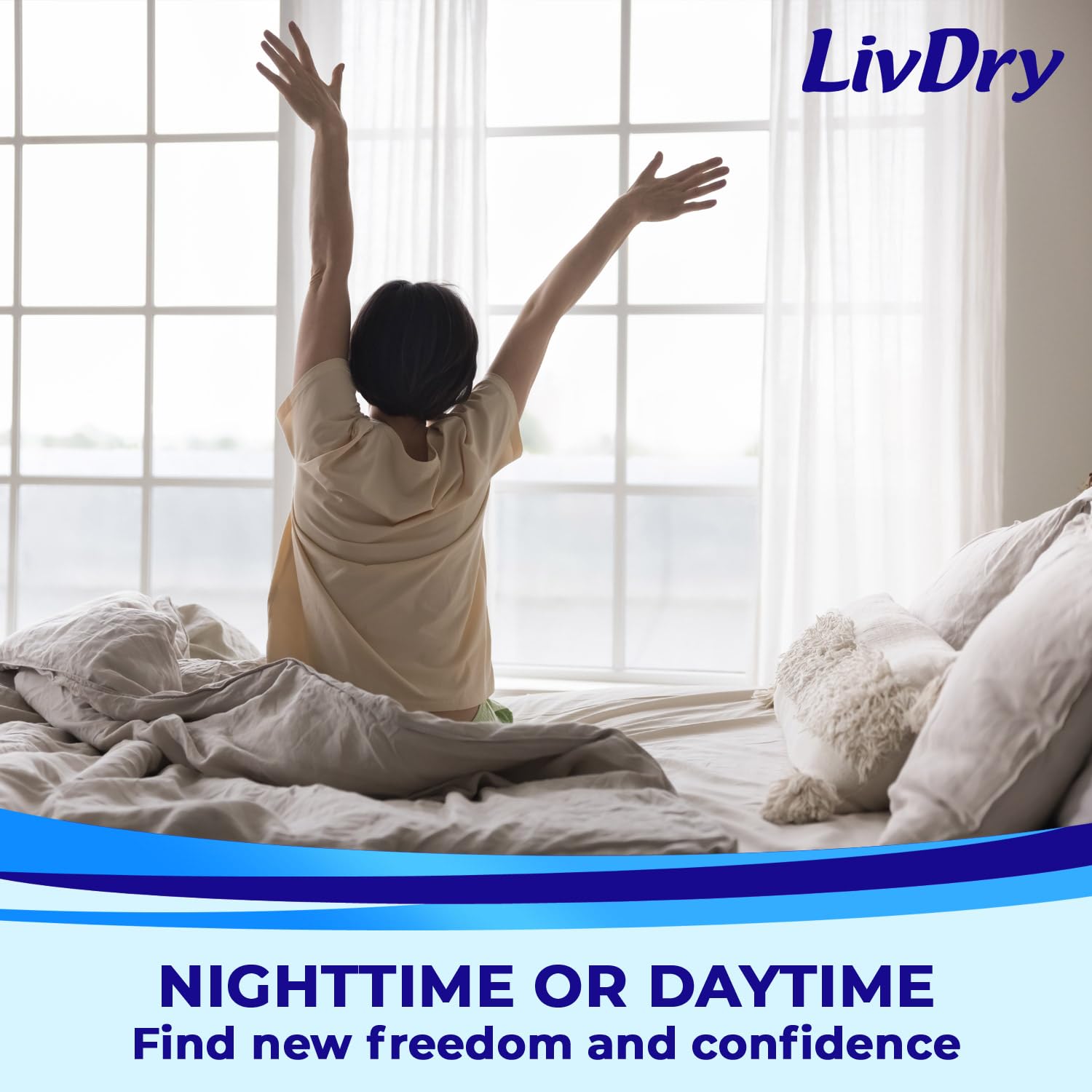 LivDry Adult XXL Incontinence Underwear, Overnight Comfort Absorbency, Leak Protection, XX-Large, 12-Pack