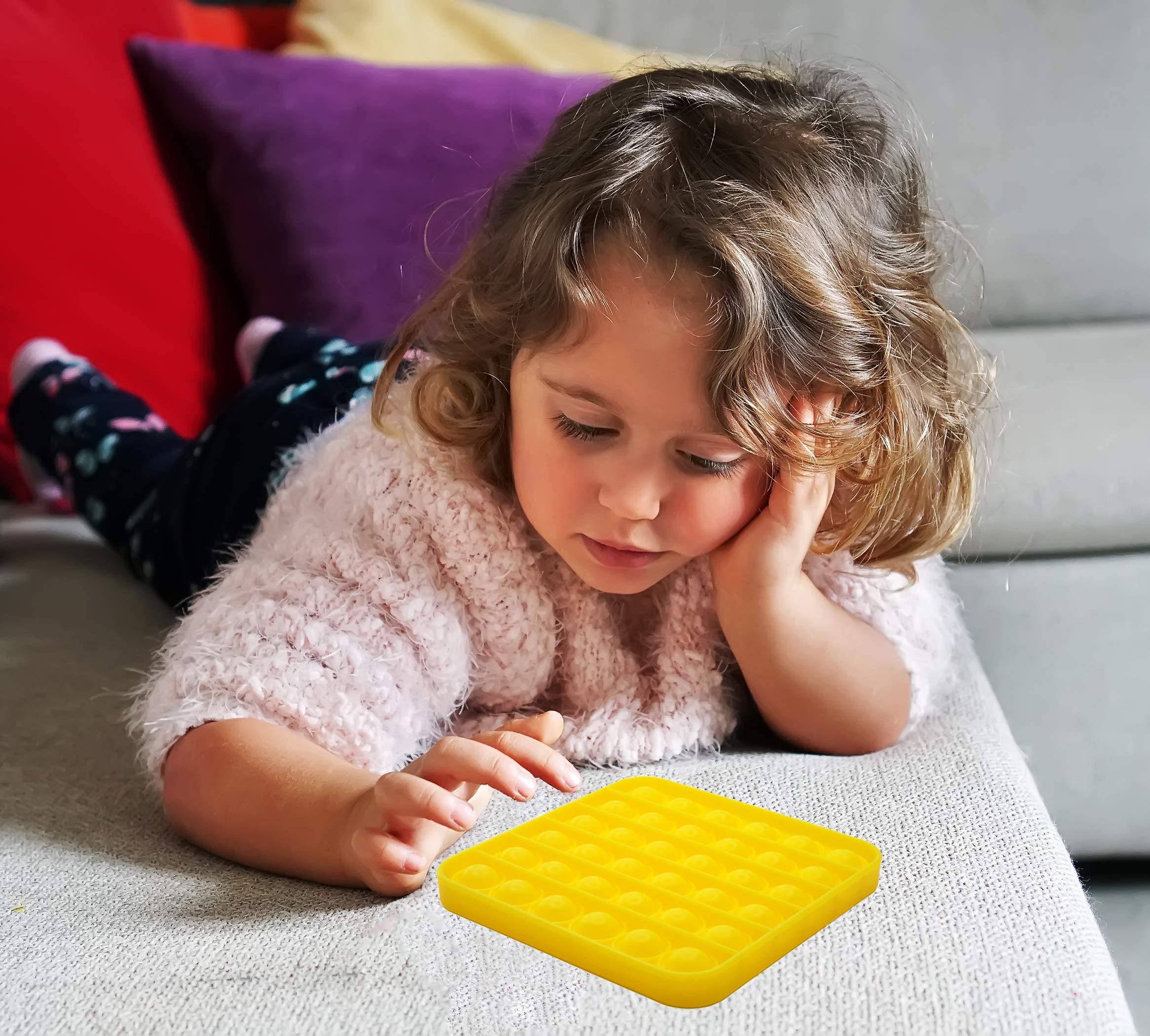 RadBizz Push Pop Bubble Fidget Sensory Toy - for Autism, Stress, Anxiety - Kids and Adults (Square Yellow)